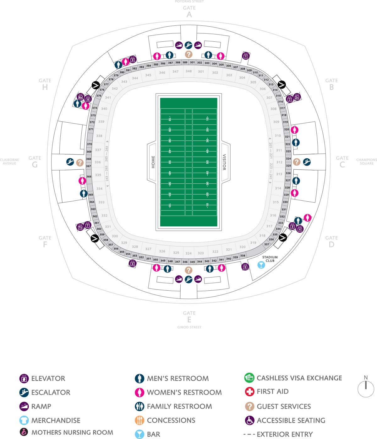 Football Seating Charts | Caesars Superdome