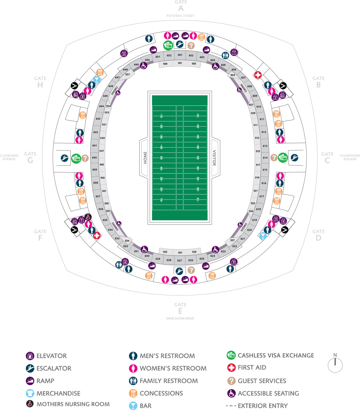 Football Seating Charts | Caesars Superdome